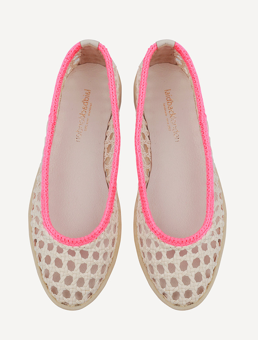 Weeve Handwoven Leather Ballet Flats Baby Pink