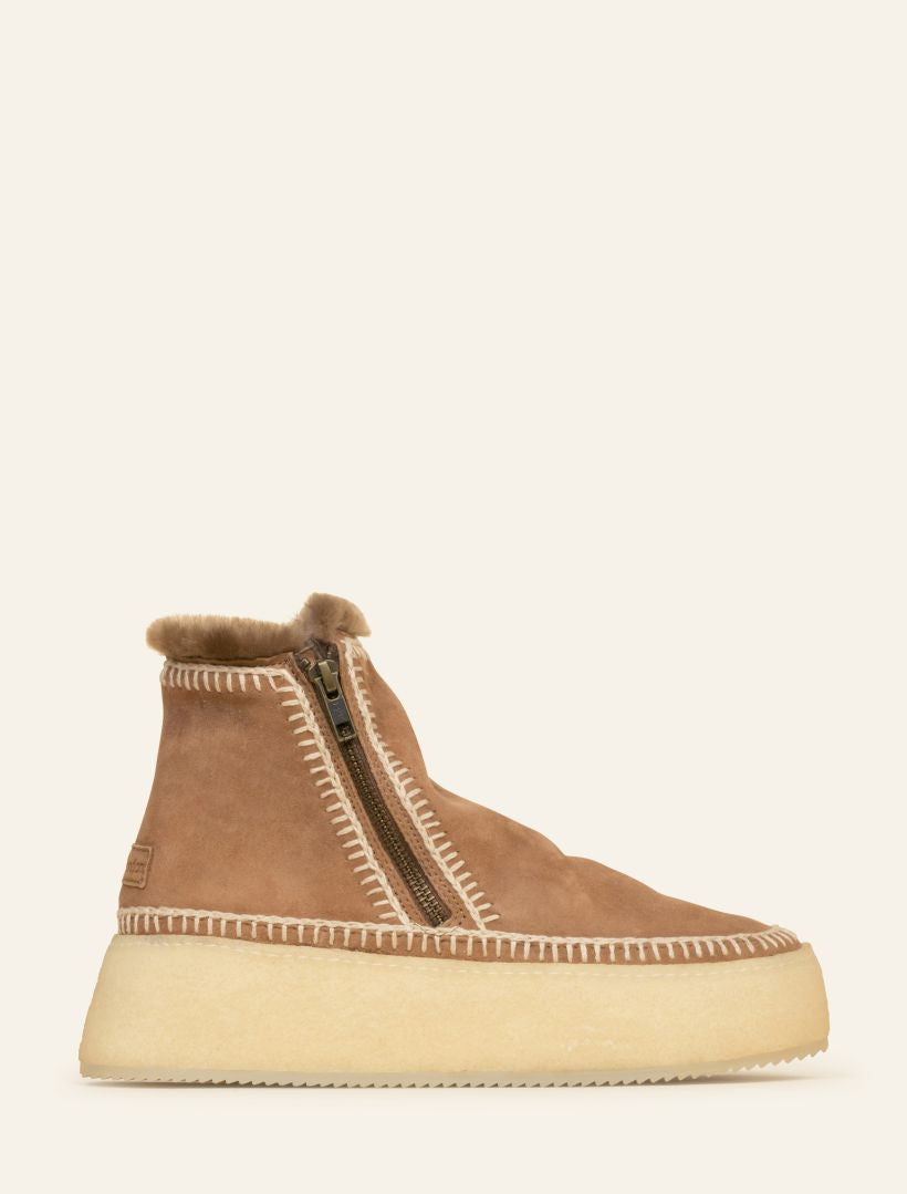 Setsu Platform Crochet Ankle Boot Camel Suede Natural – laidback london