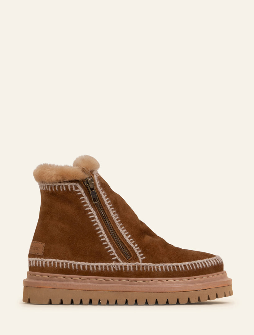 Setsu 4.0. Crochet Ankle Boot Nutmeg Suede Wheat