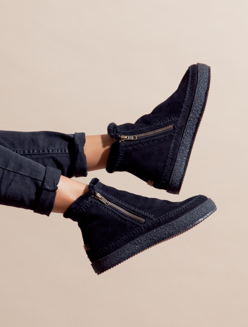 Setsu Crochet Ankle Boot Black Suede
